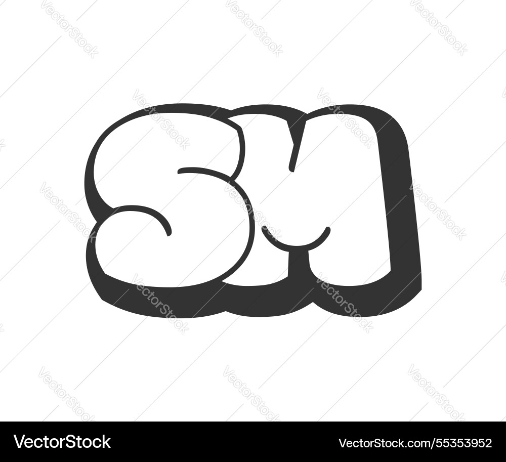 Sm logo bubble comic lettering rounded Royalty Free Vector
