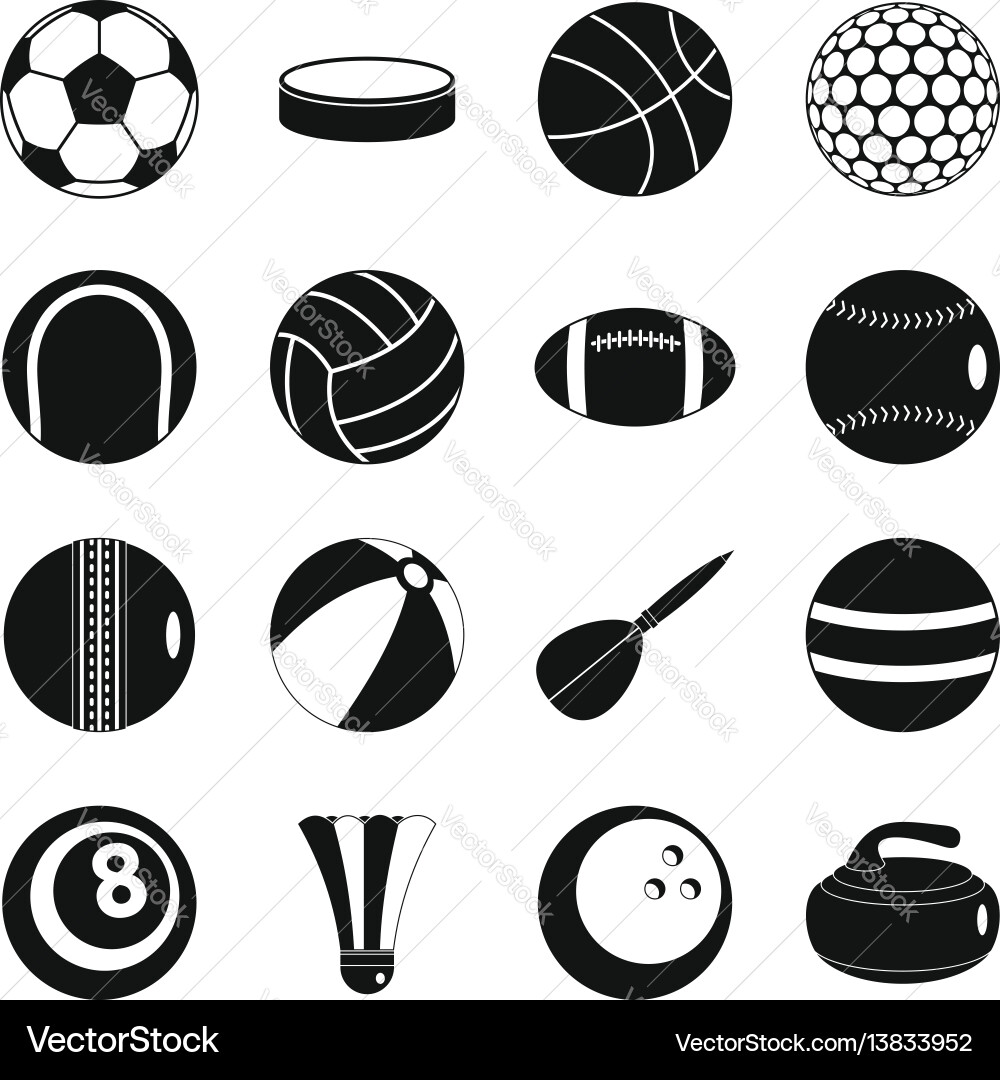 Sport balls icons set flat style Royalty Free Vector Image