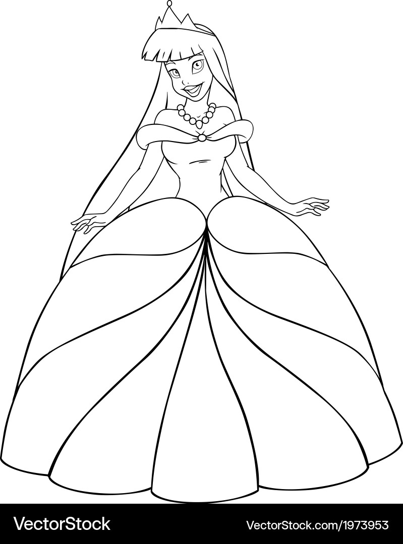 Asian Princess Coloring Page Royalty Free Vector Image