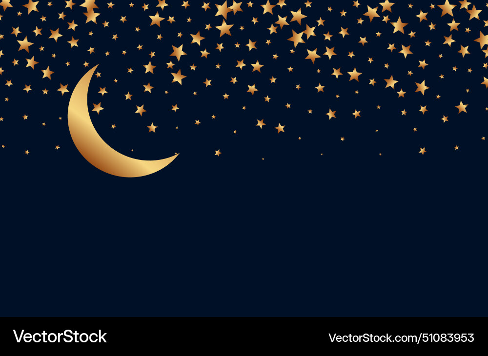 Beautiful golden moon and starry background Vector Image