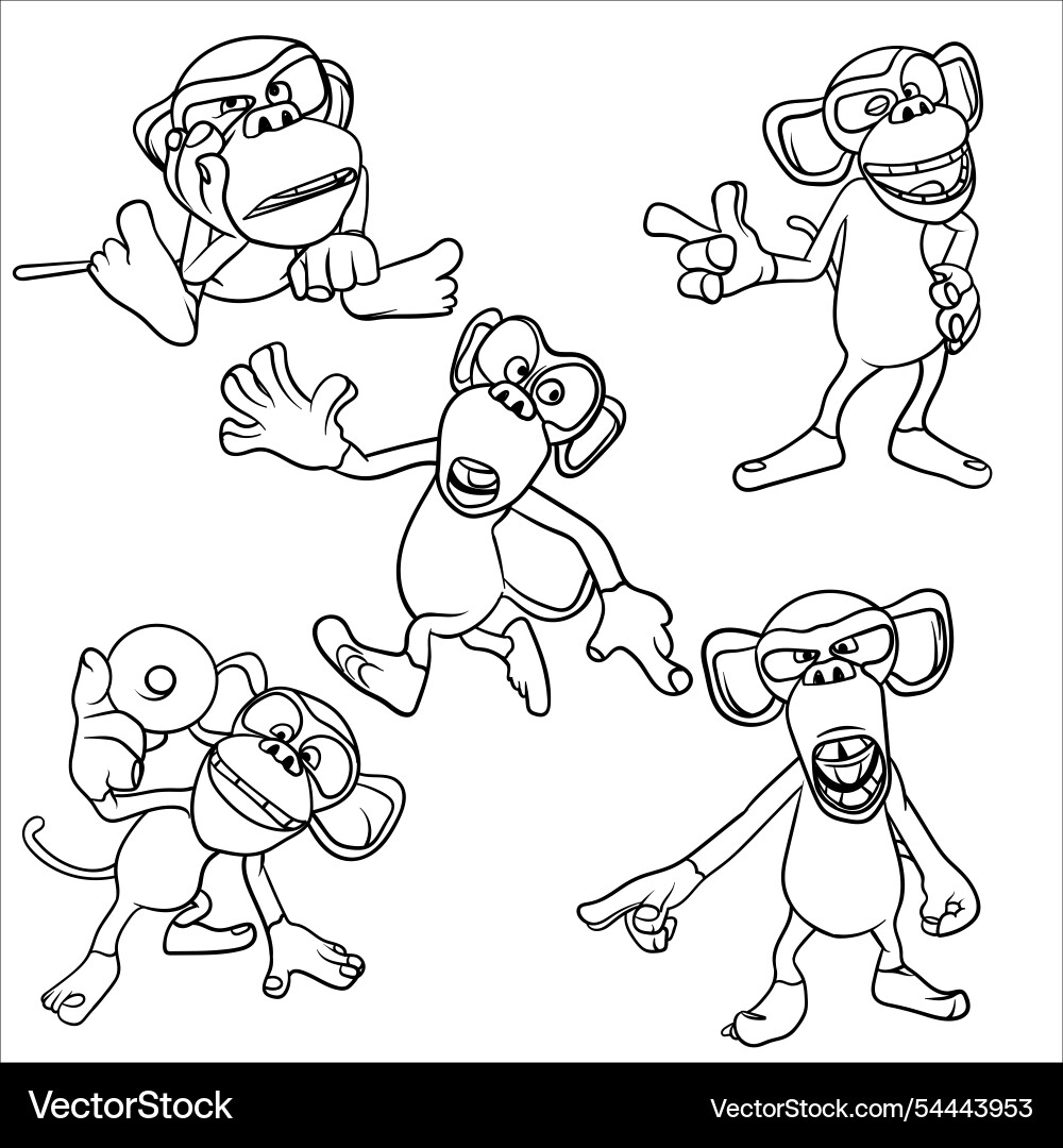 Cartoon monkey characters face expration Vector Image