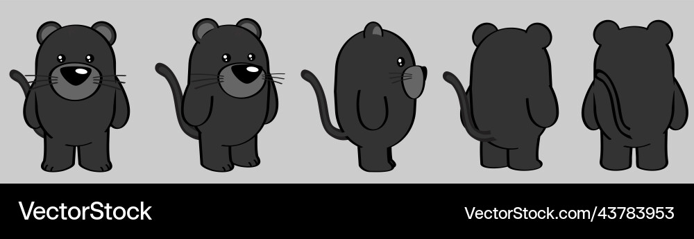Chibi panther cartoon perspective pack Royalty Free Vector