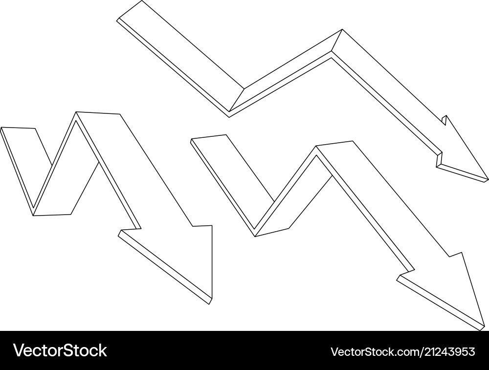 Down arrows outline financial graph Royalty Free Vector