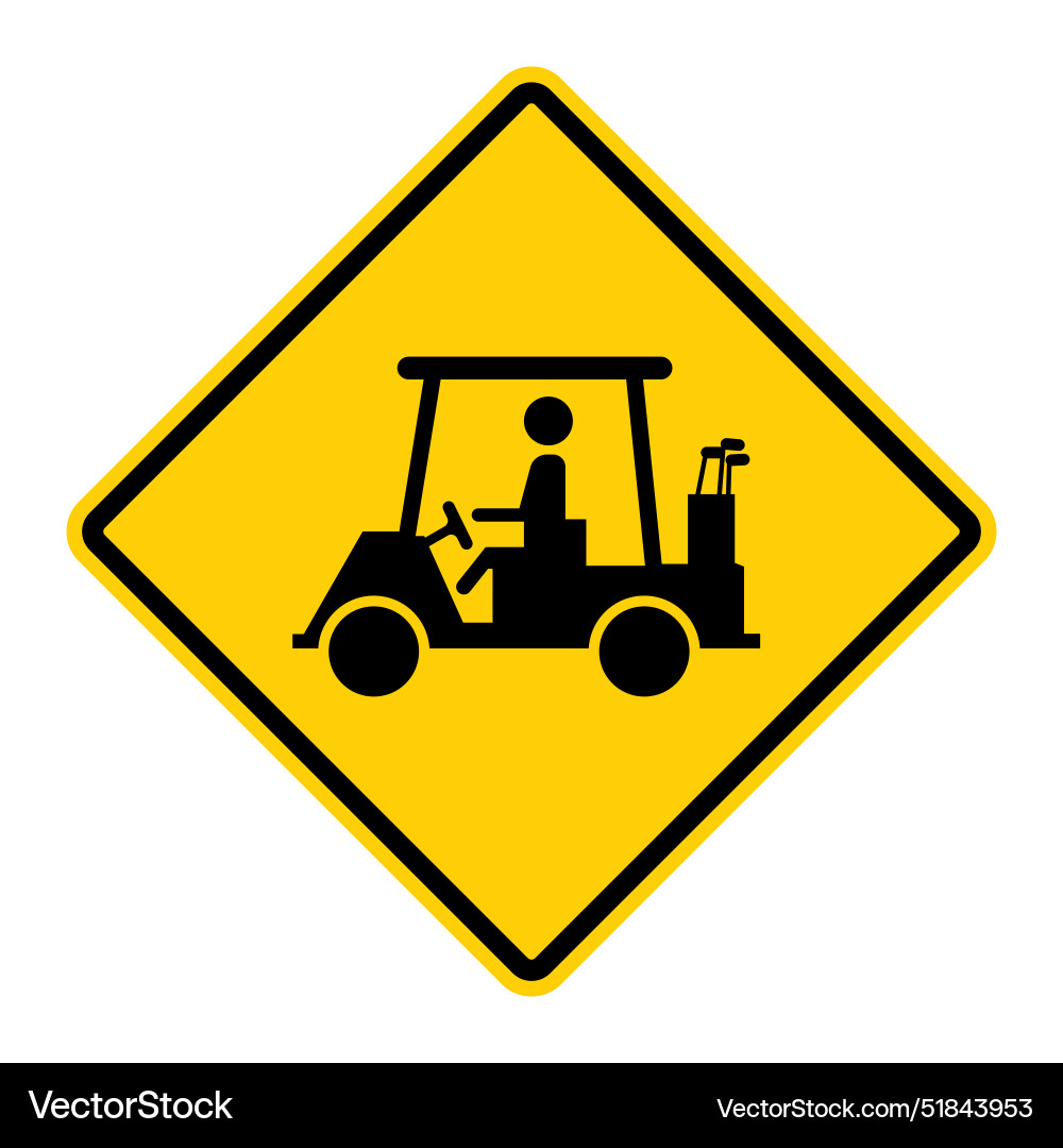 Golf cart crossing warning road signs Royalty Free Vector