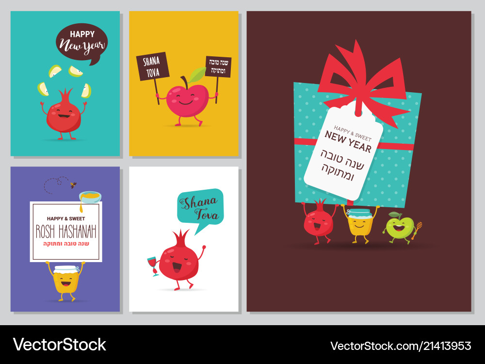 Greeting cards with funny cartoon characters Vector Image