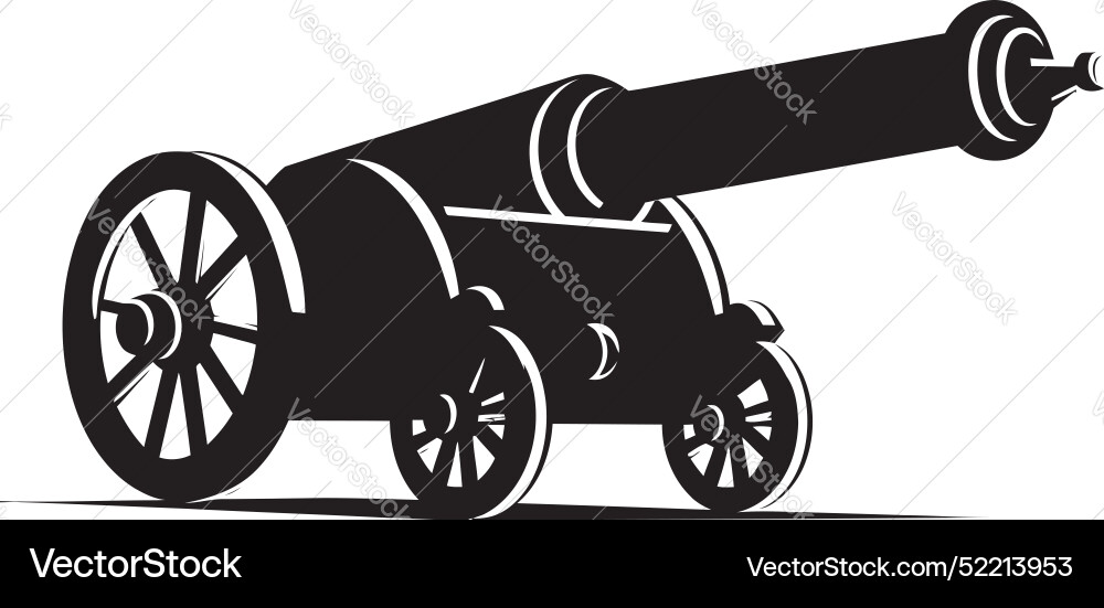 Modern artillery black cannon symbolic Royalty Free Vector