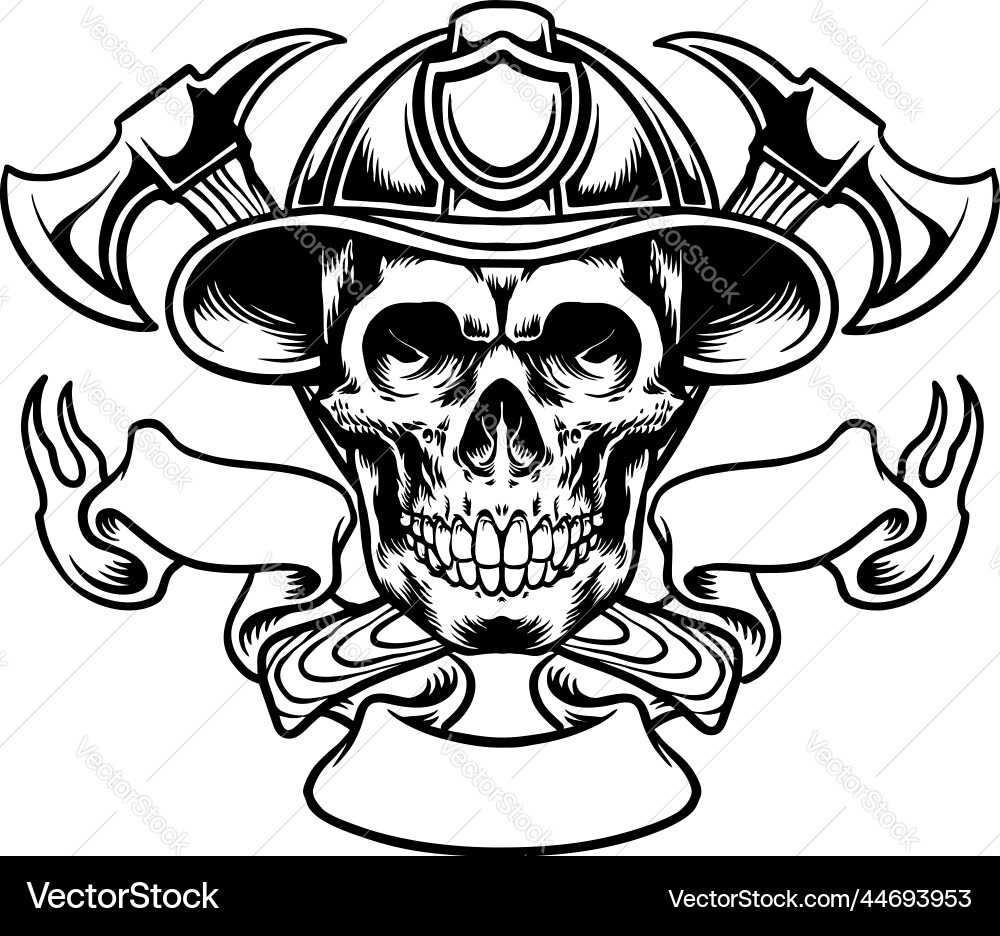 Outline Feuermann Totenkopf Clipart Lizenzfreier Vektor