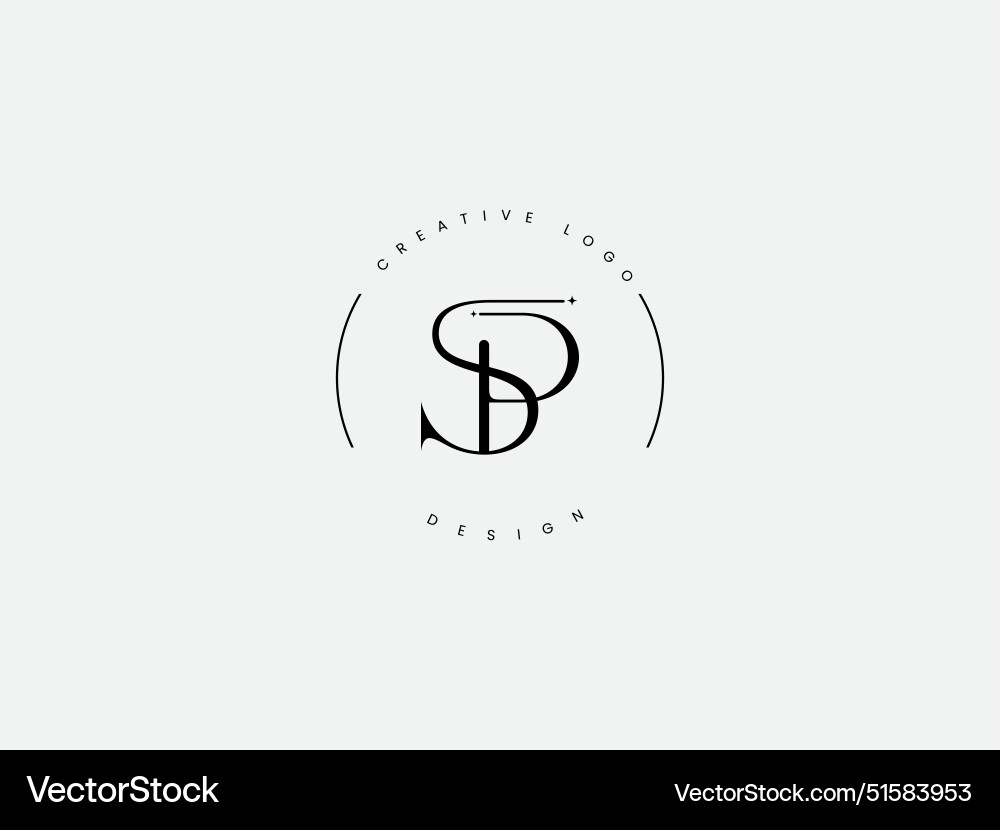 Sp letter logo design with black color Royalty Free Vector