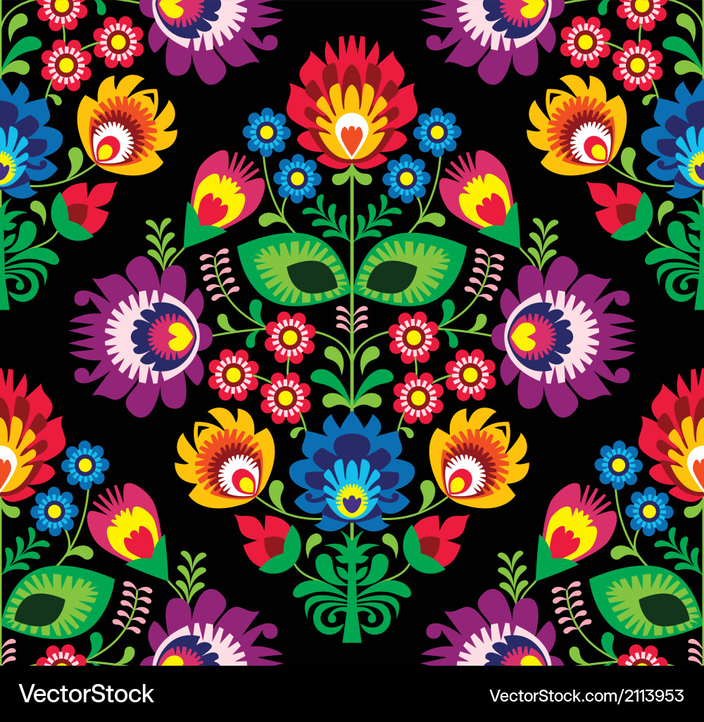 Traditional Polish Floral Pattern Royalty Free Vector Image