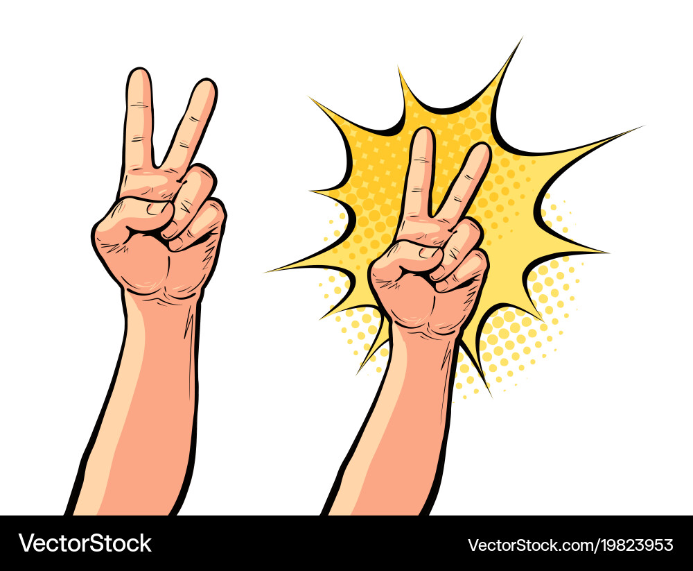 Two Fingers Up Gesture - Victory Signal Royalty Free Vector