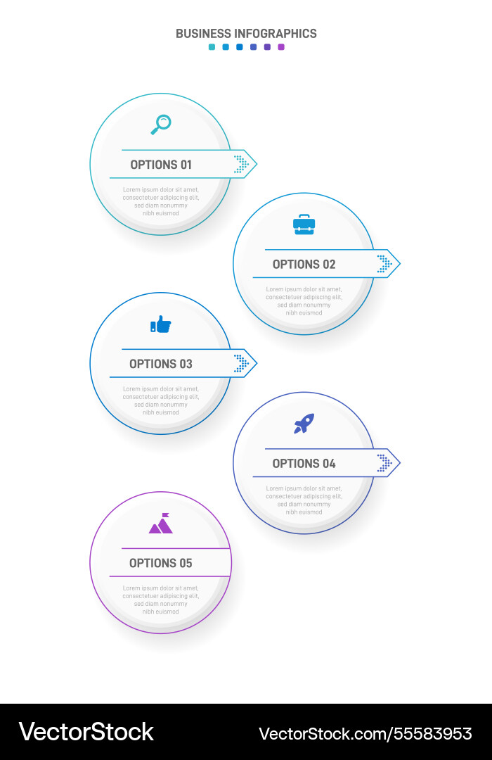 Vertical progress bar featuring 5 arrow-shaped Vector Image