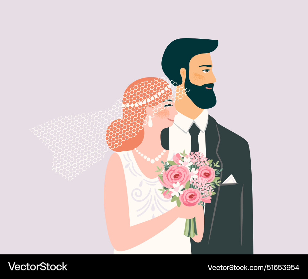 Bride and groom isolated Royalty Free Vector Image