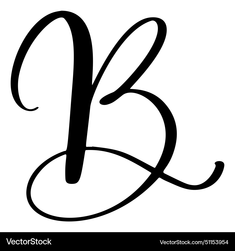 Calligraphy hand drawn letter b logo Royalty Free Vector