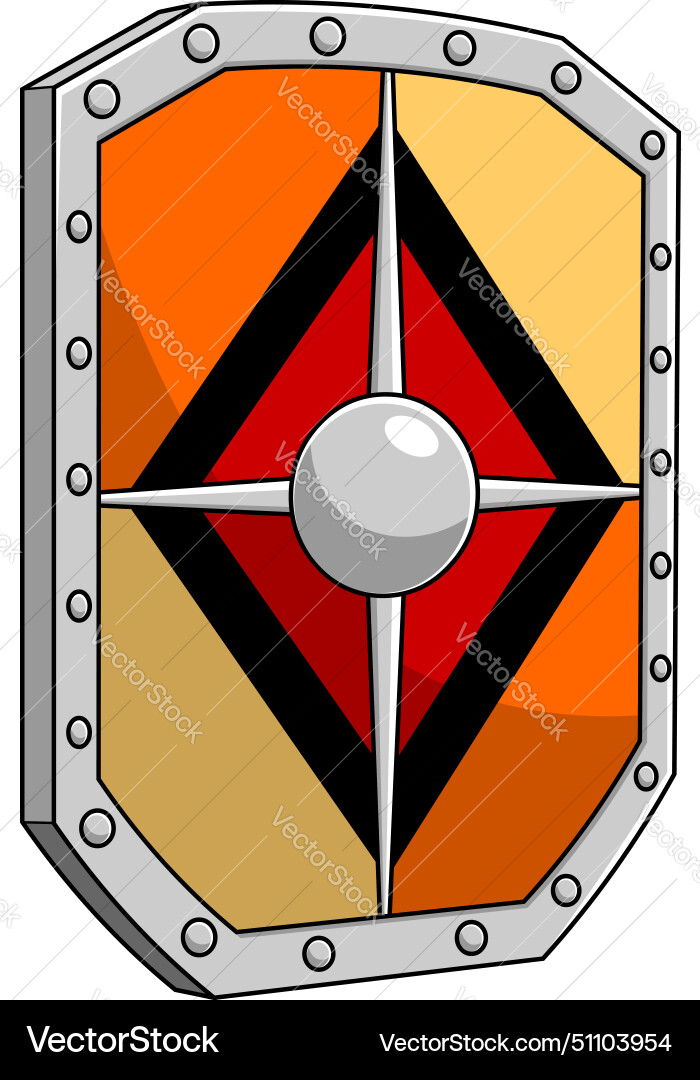 Cartoon viking steel shield Royalty Free Vector Image