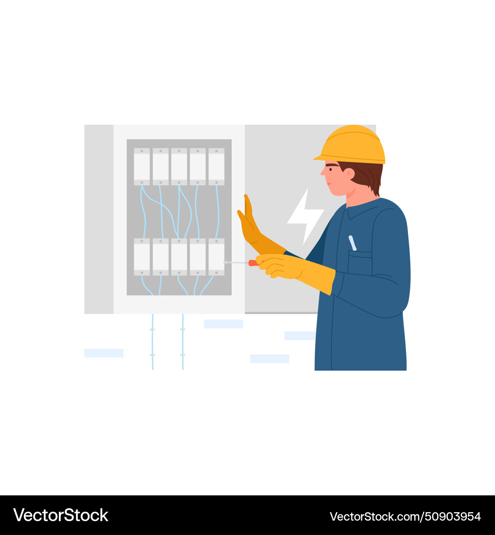 Electrician checking electricity Royalty Free Vector Image