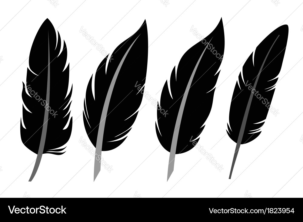 Elegant Feather Icon Set Royalty Free Vector Image