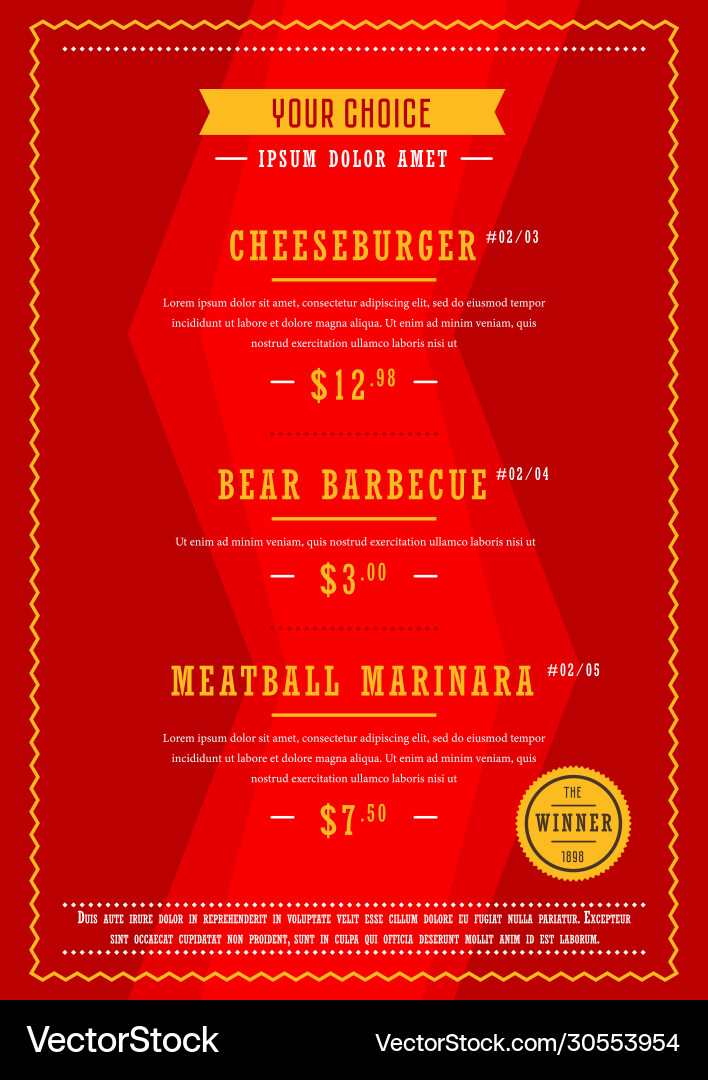 Fast food menu design template Royalty Free Vector Image