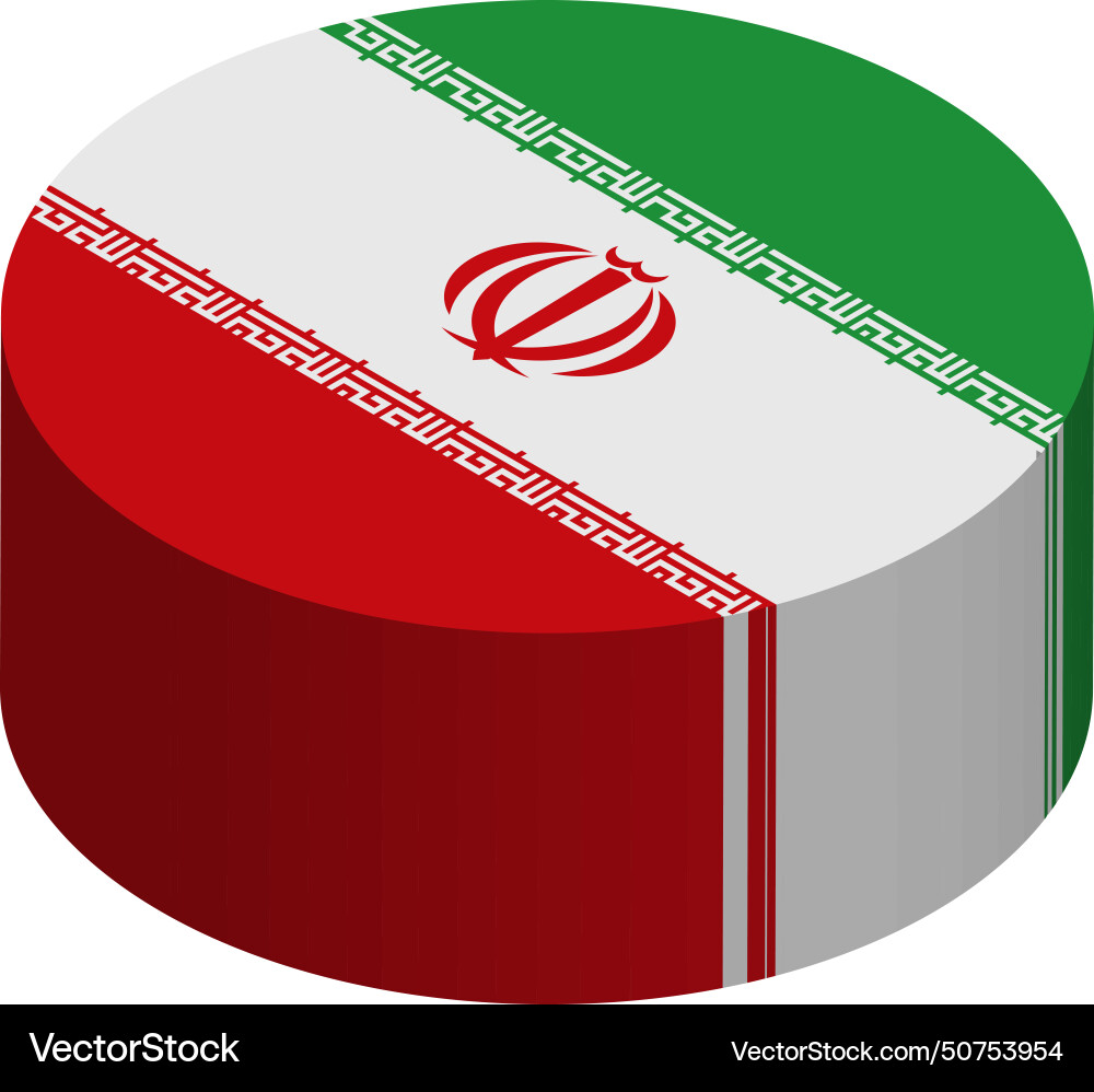 Isometric 3d circle flag of iran Royalty Free Vector Image
