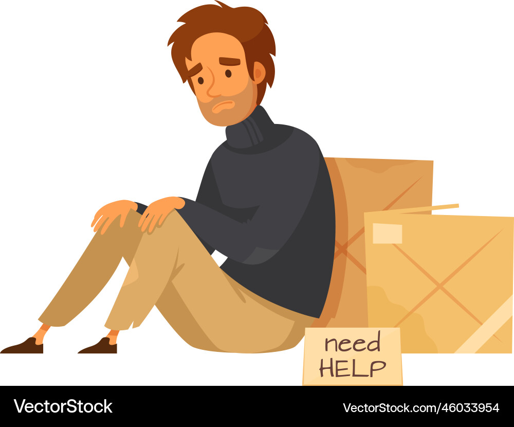 Man in need composition Royalty Free Vector Image
