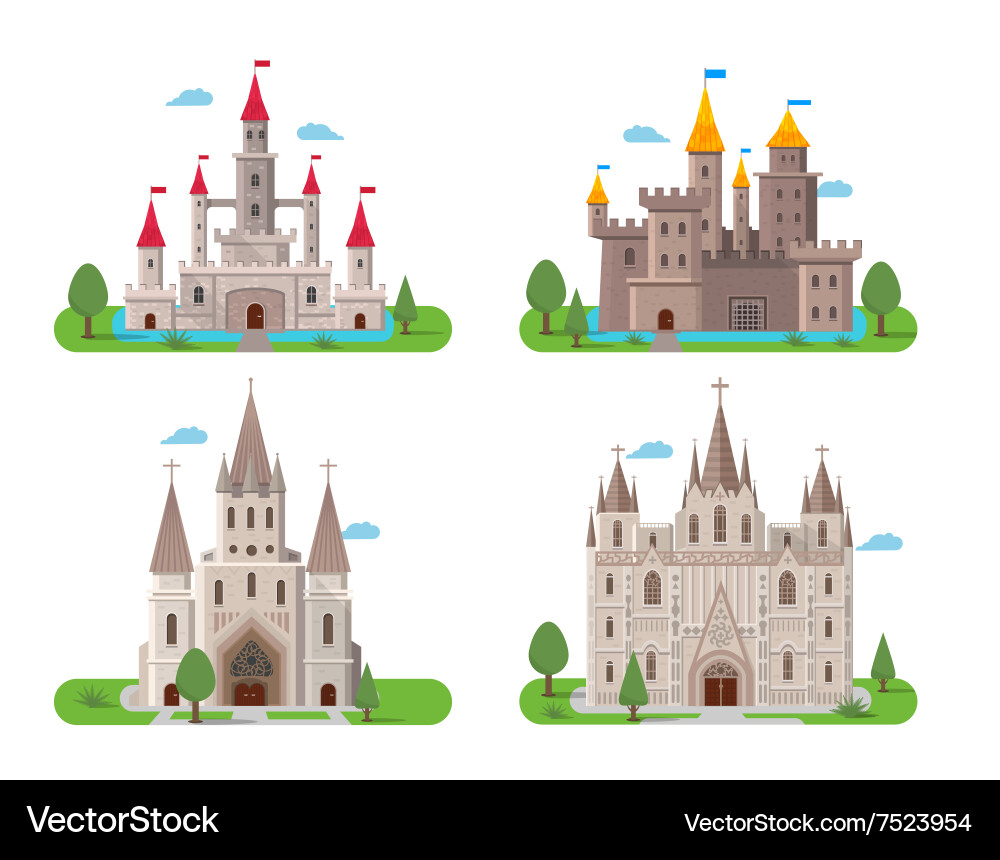 Medieval ancient castles set Royalty Free Vector Image