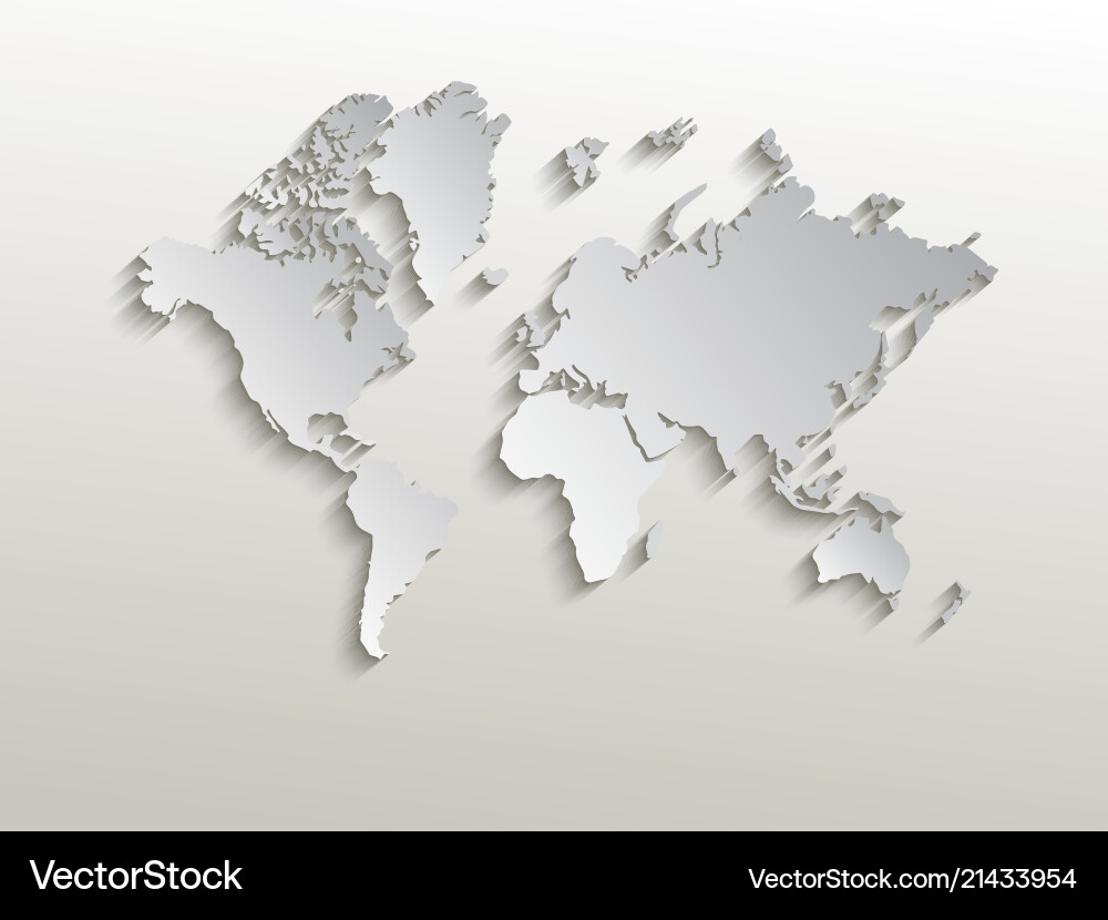 Paper world map on a white background Royalty Free Vector