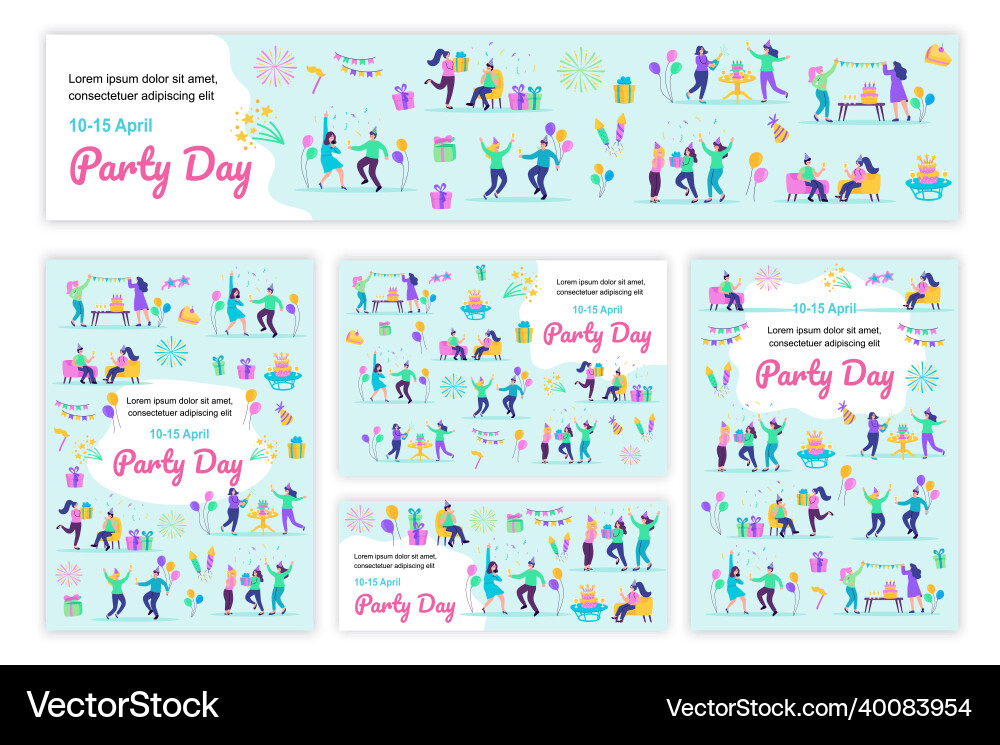 Party day poster and banner templates set Vector Image