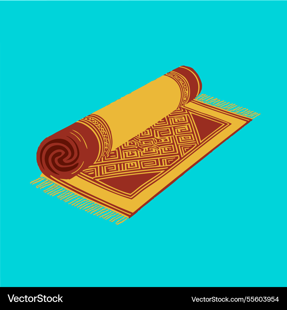 Rolled prayer rug cartoon Royalty Free Vector Image