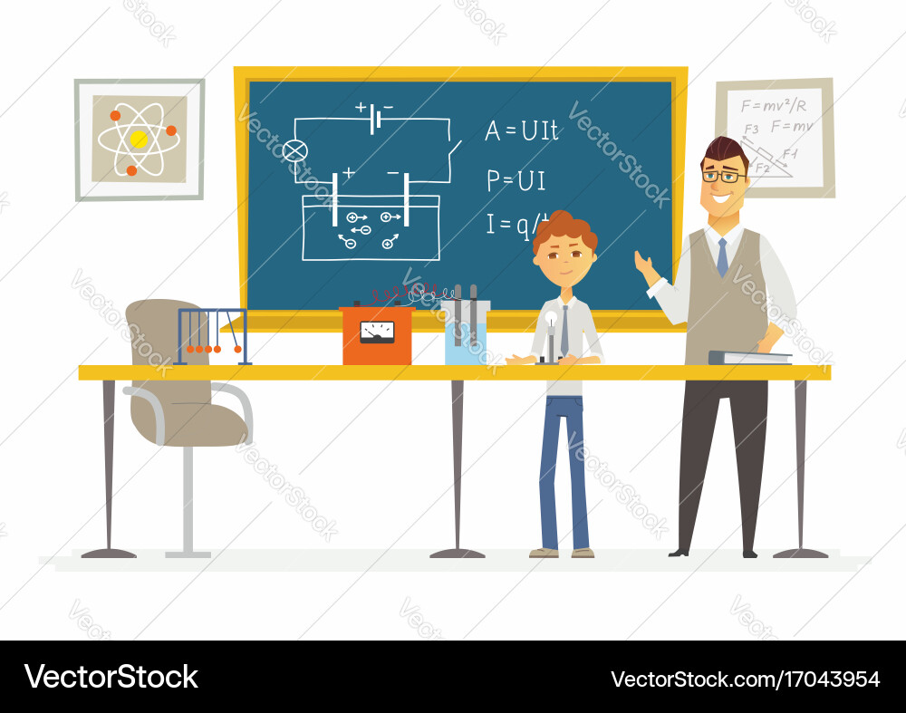 Science lesson at school - modern cartoon people Vector Image
