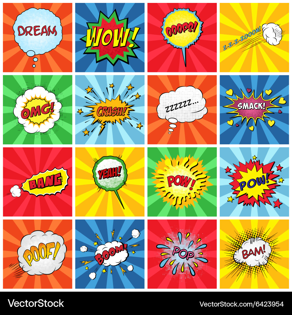 Set of comic sound effects Royalty Free Vector Image