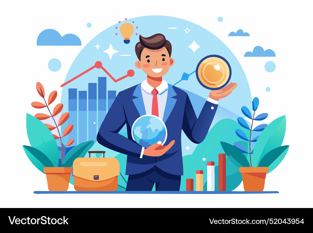 Visionary businessman forecasting success Vector Image