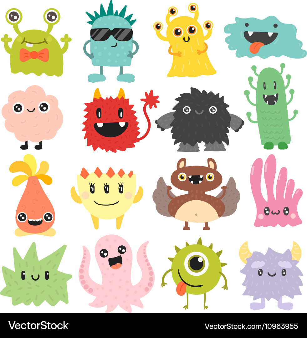 Adorable Monster Collection Royalty Free Vector Image