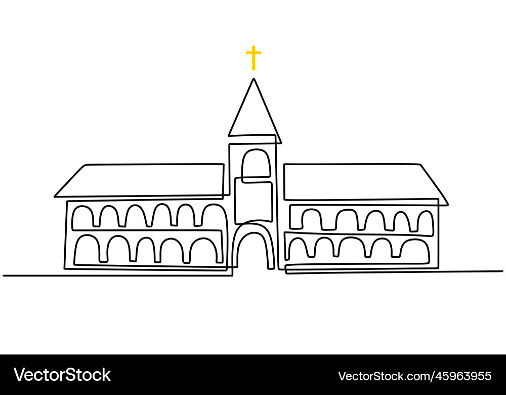 Big church continuous one line drawing minimalist Vector Image
