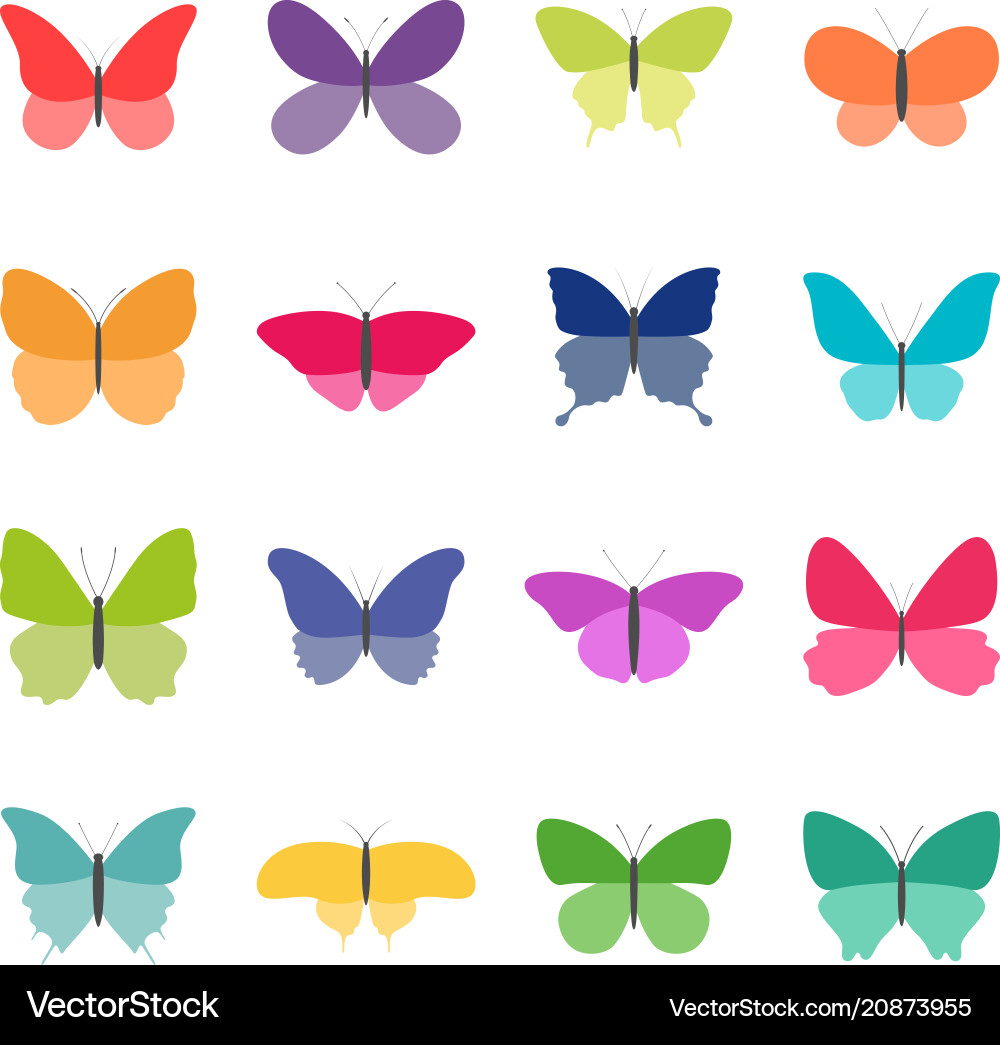 Colorful Butterfly Set Royalty Free Vector Image