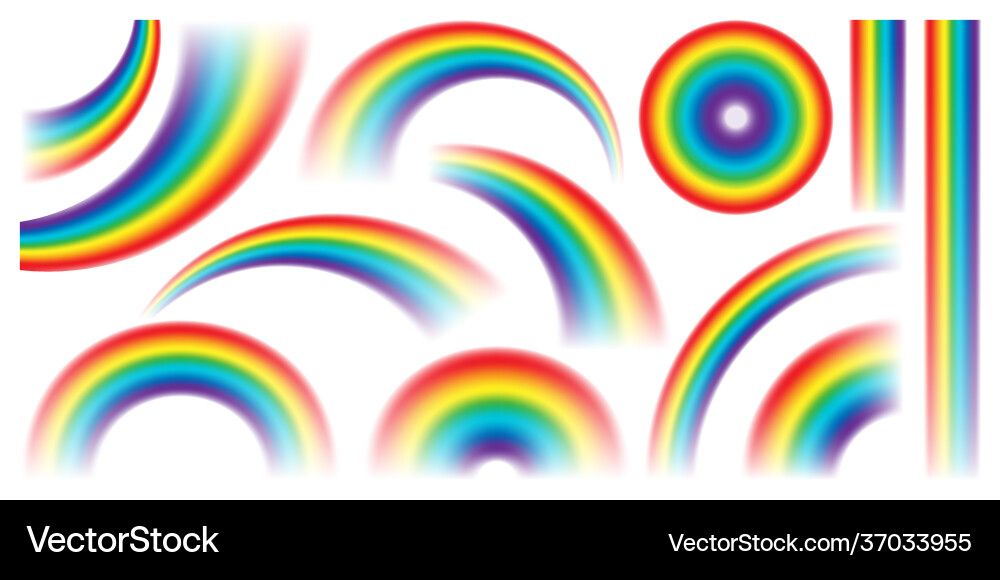 Colorful realistic rainbow collection isolated Vector Image