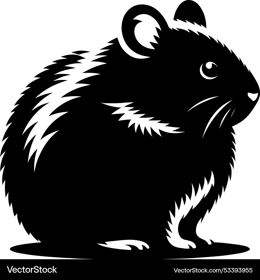 Cute little hamster silhouette isolated Royalty Free Vector