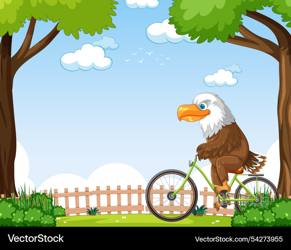 Eagle cycling through a scenic peaceful landscape Vector Image