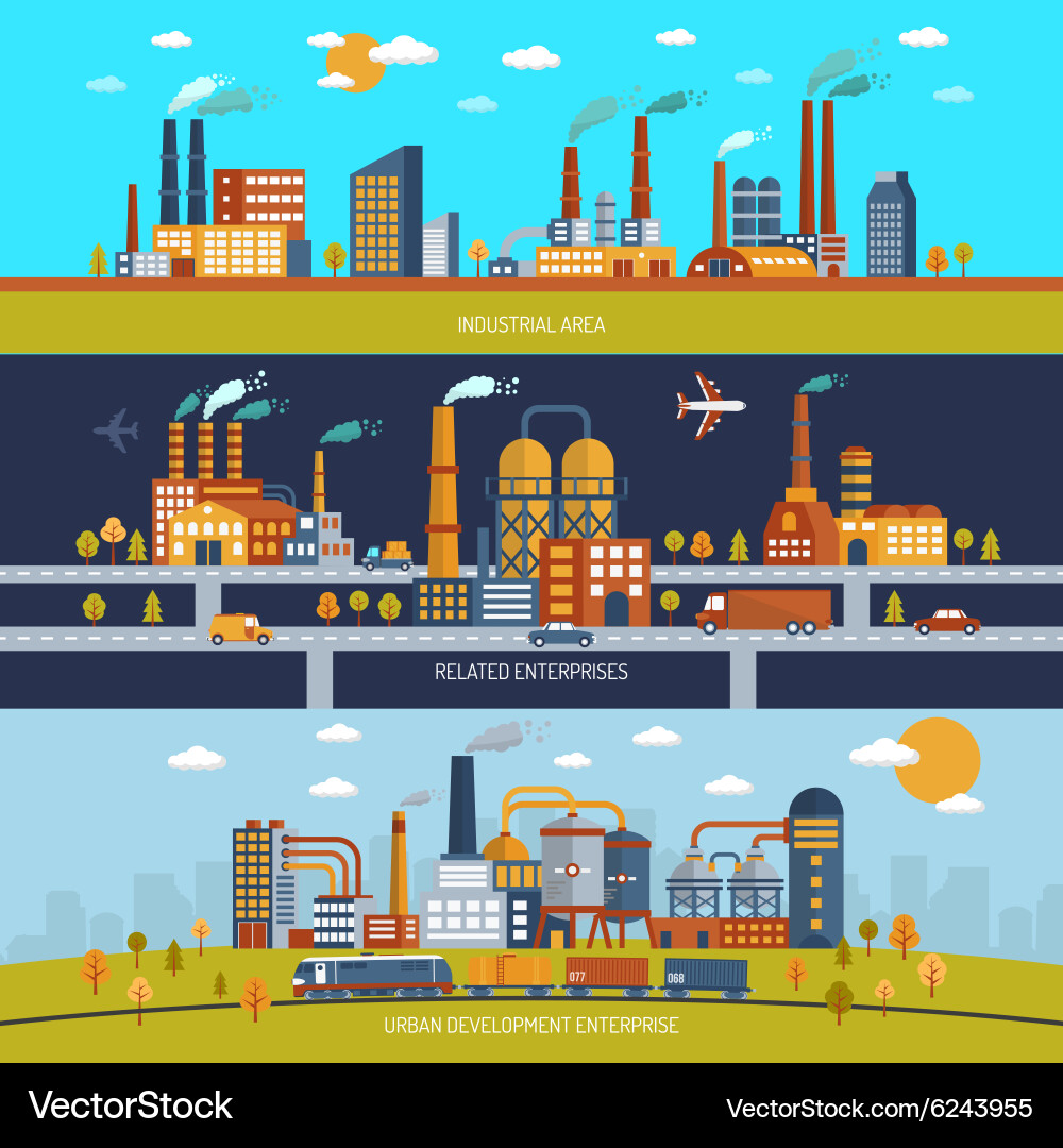 Factory banner set Royalty Free Vector Image - VectorStock