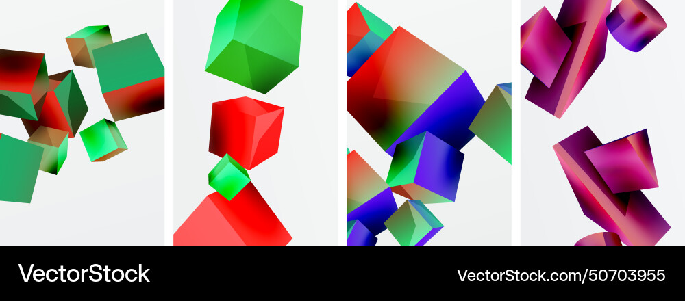 Flying 3d shapes cubes and other geometric Vector Image