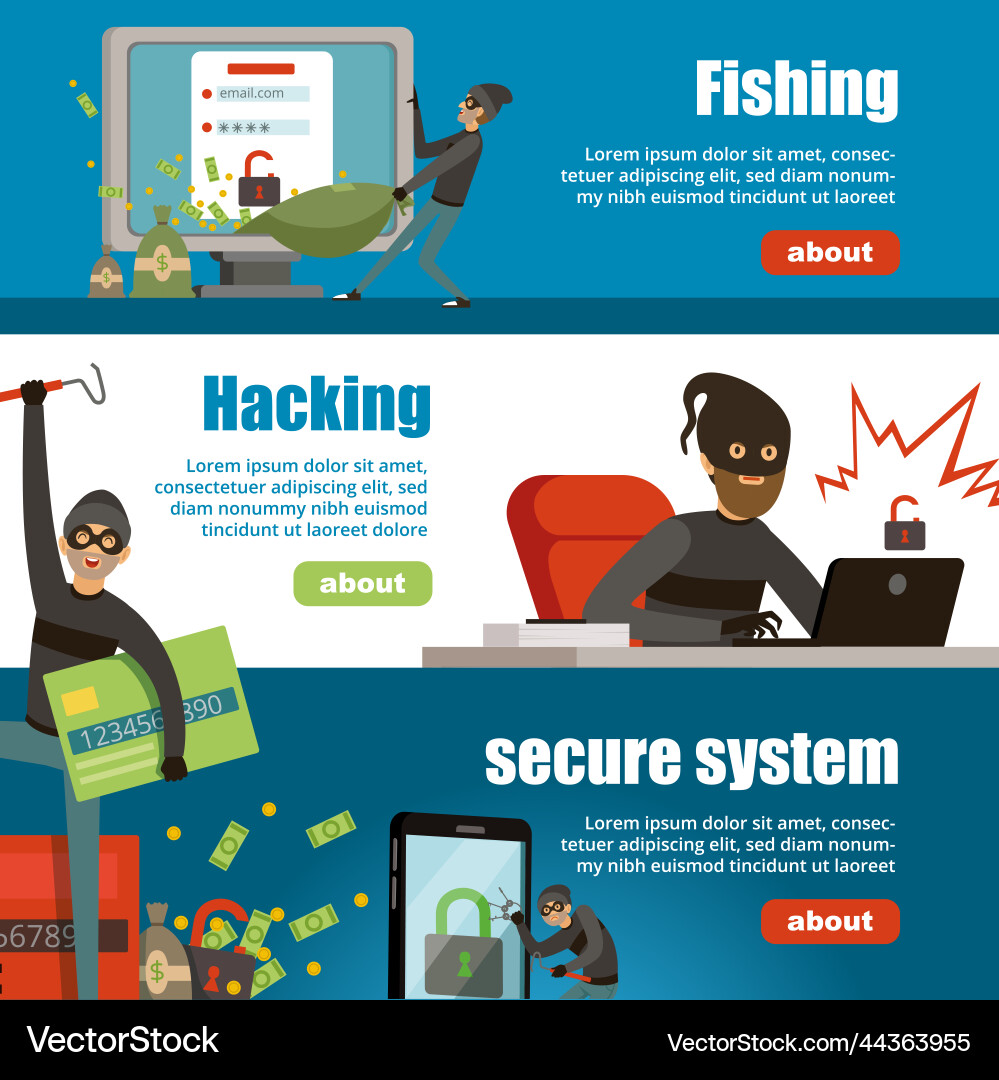 Hacker cyber criminals digital attacks Royalty Free Vector