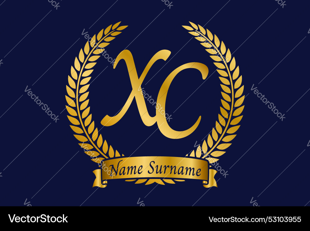 Initial letter x and c xc monogram logo design Vector Image