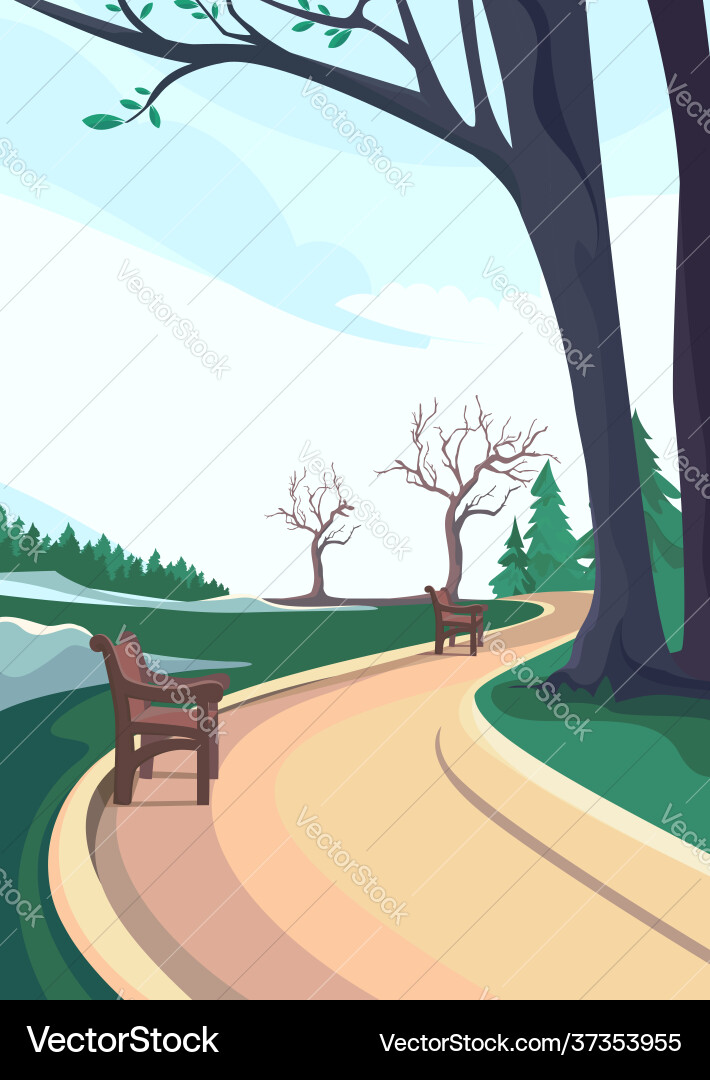 Road in spring park Royalty Free Vector Image - VectorStock