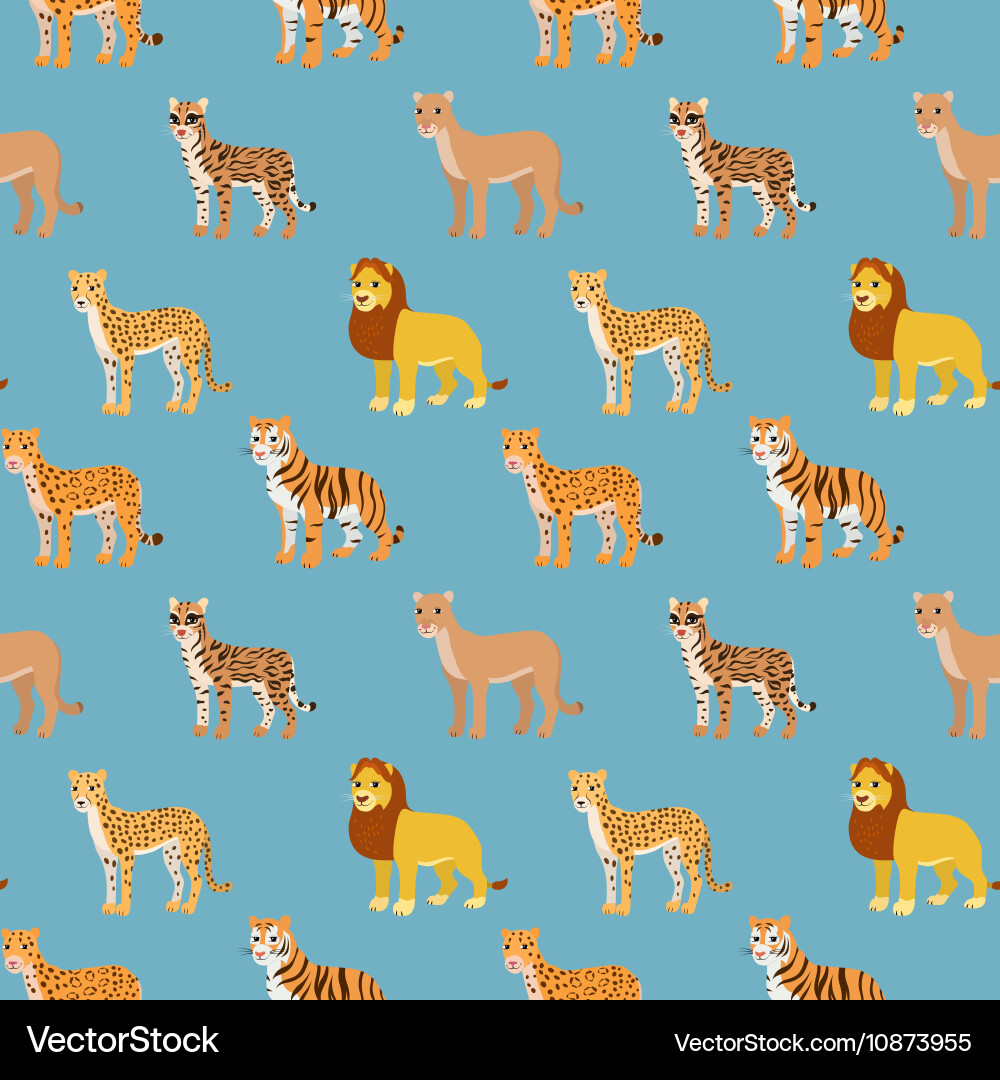 Seamless pattern with cartoon animals Royalty Free Vector