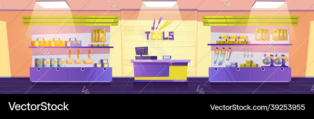 Tools shop with drills hand saws screwdrivers Vector Image