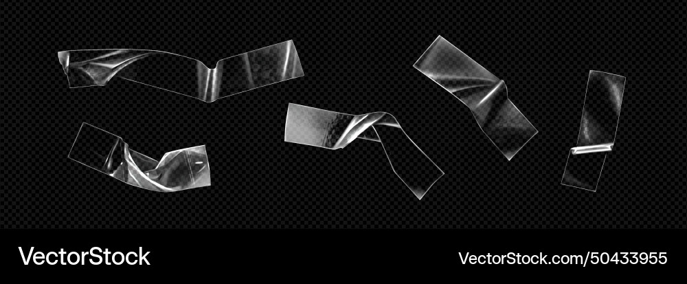 Transparent adhesive tape pieces set Royalty Free Vector