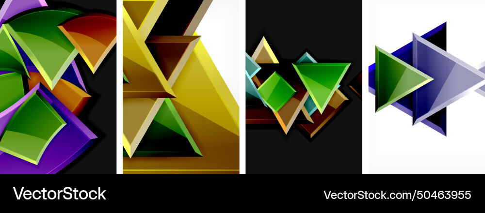 Triangle composition poster background set Vector Image