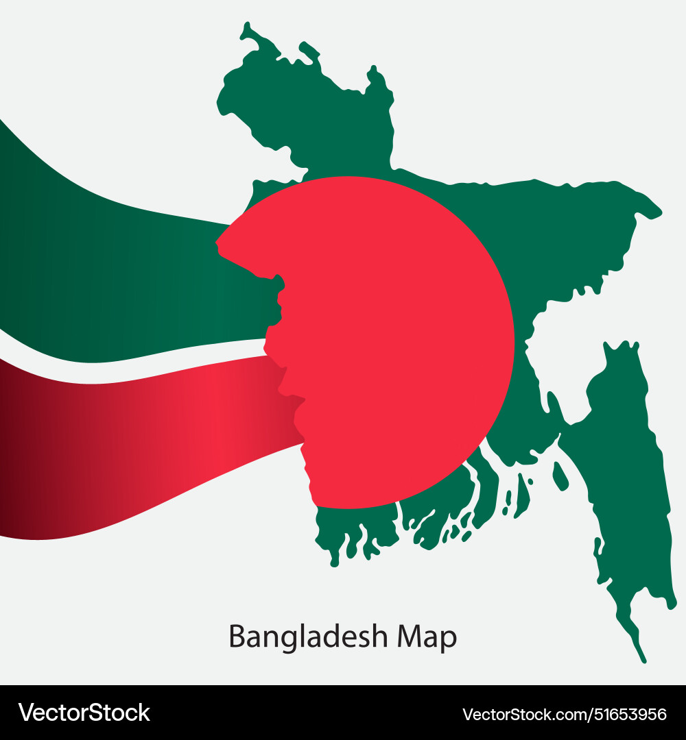 Bangladesh map with national flag Royalty Free Vector Image