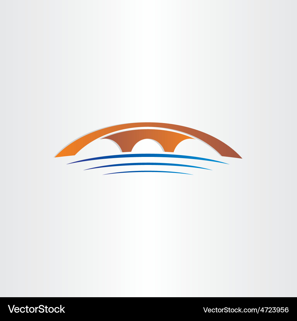 Bridge and river stylized symbol Royalty Free Vector Image