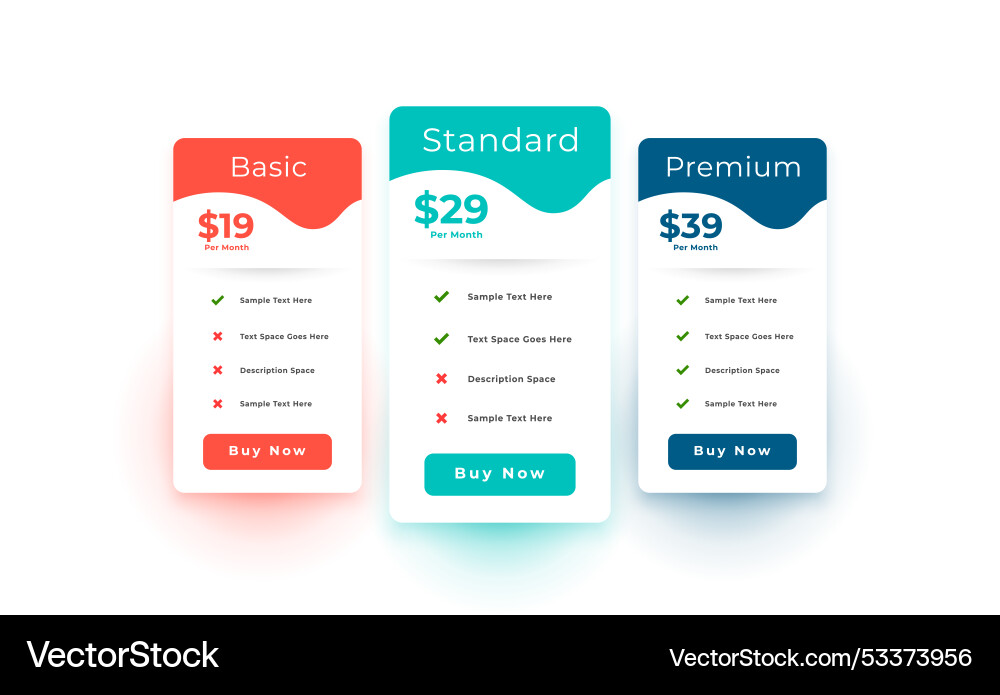 Business comparison pricing chart table layout Vector Image