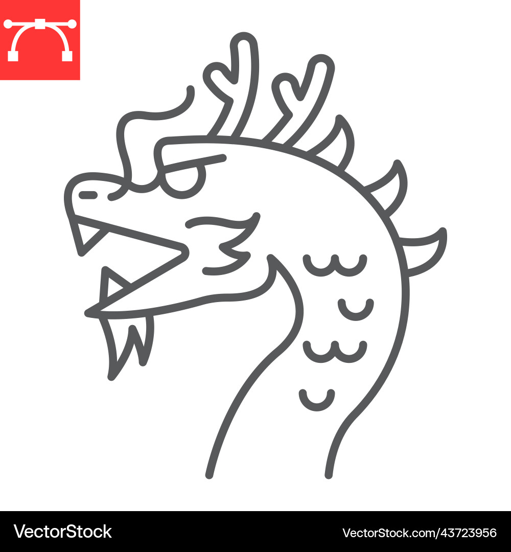 Chinese dragon line icon Royalty Free Vector Image