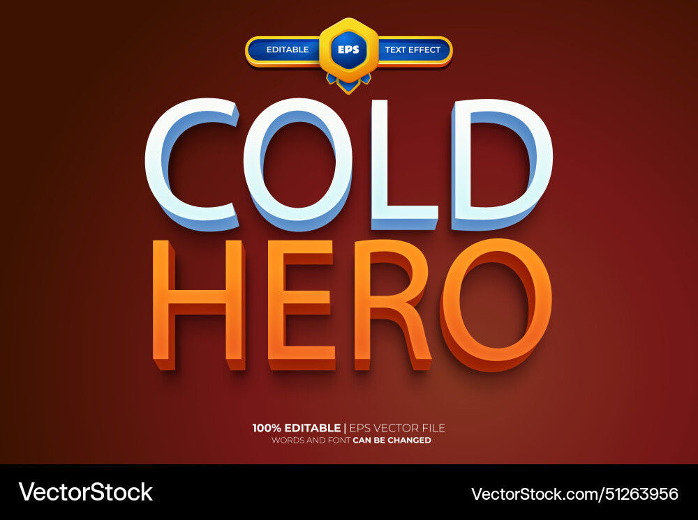 Cold hero cartoon game editable text effect style Vector Image